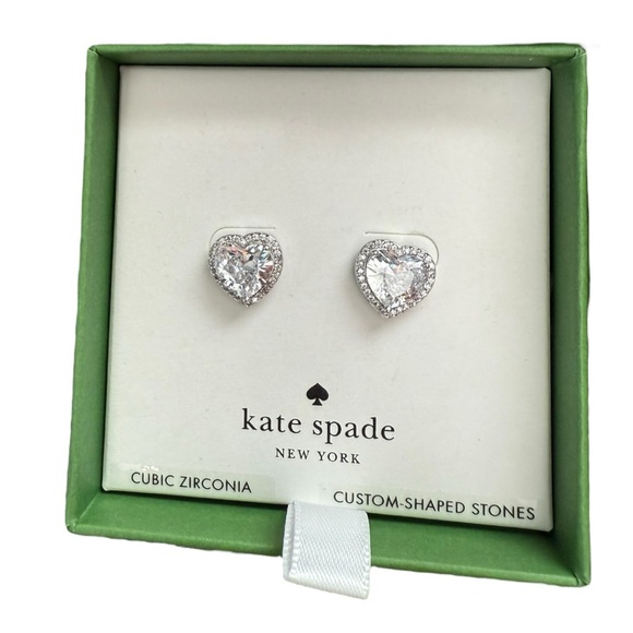 kate spade | Jewelry | Kate Spade Crystal Heart My Love Stud Earrings ...